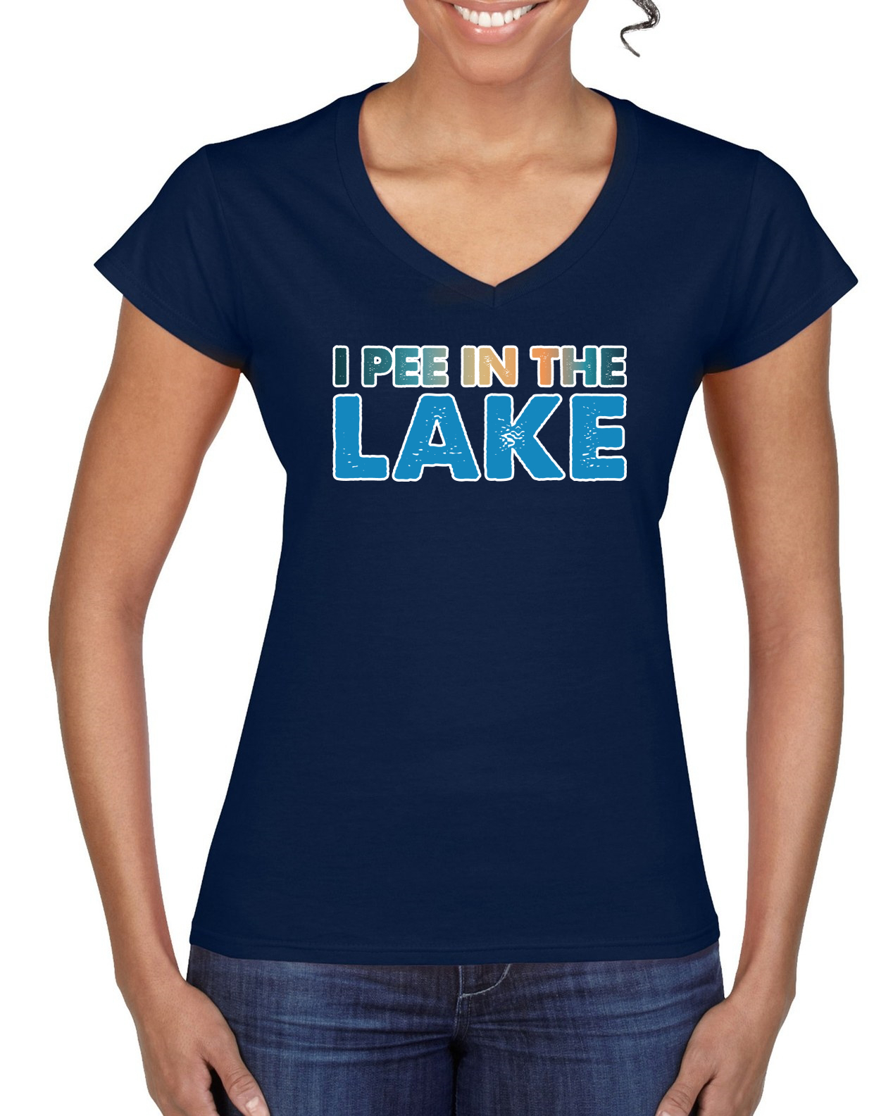 I Pee In the Lake Humor Women Standard V-Neck Tee | eBay