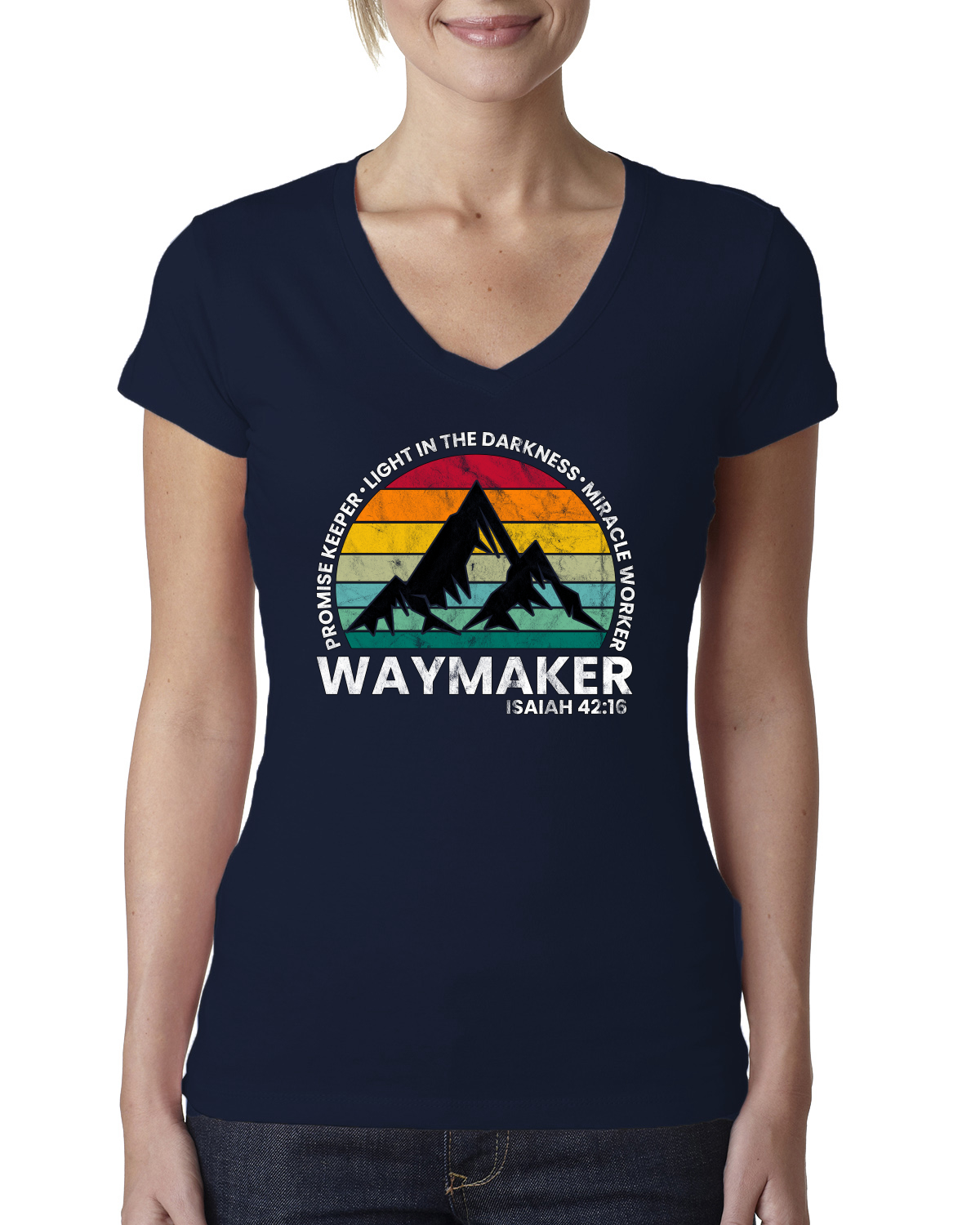 Waymaker Miracle Worker Promise Keeper Inspirational Faith Women VNeck | eBay