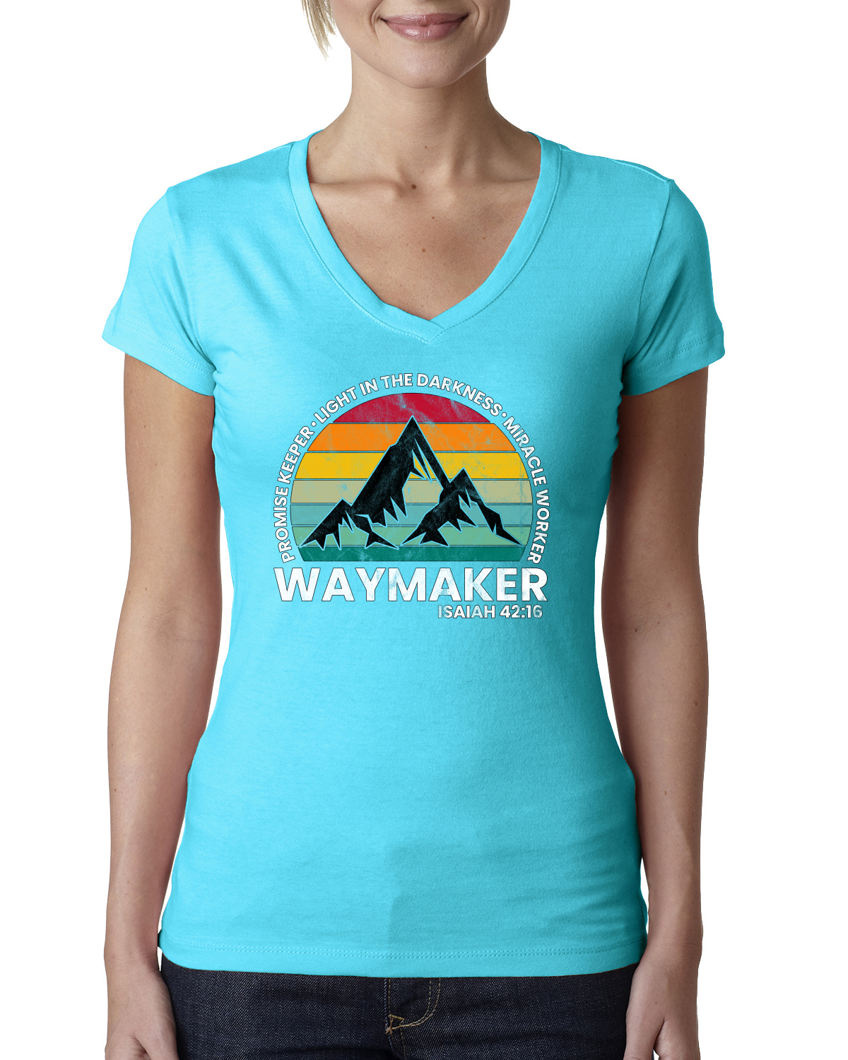 Waymaker Miracle Worker Promise Keeper Inspirational Faith Women VNeck ...