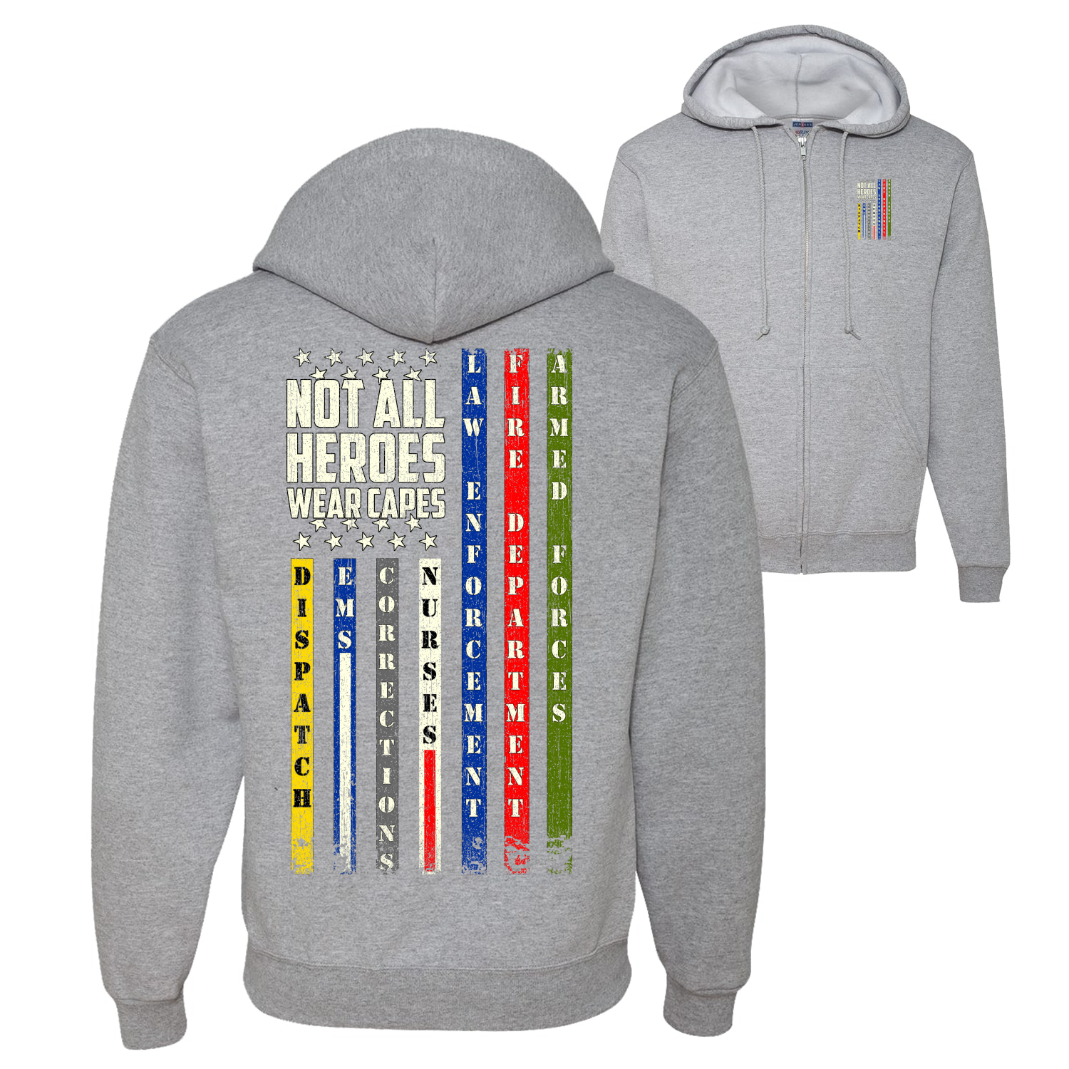 US Flag Frontlines First Responder Support Patriotic Full Hooded ...
