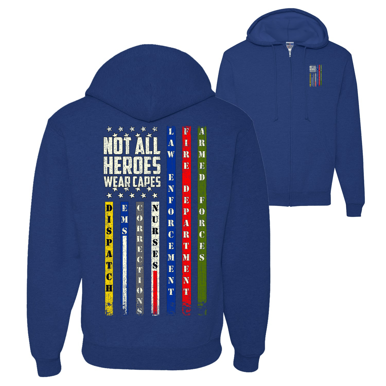 US Flag Frontlines First Responder Support Patriotic Full Hooded ...