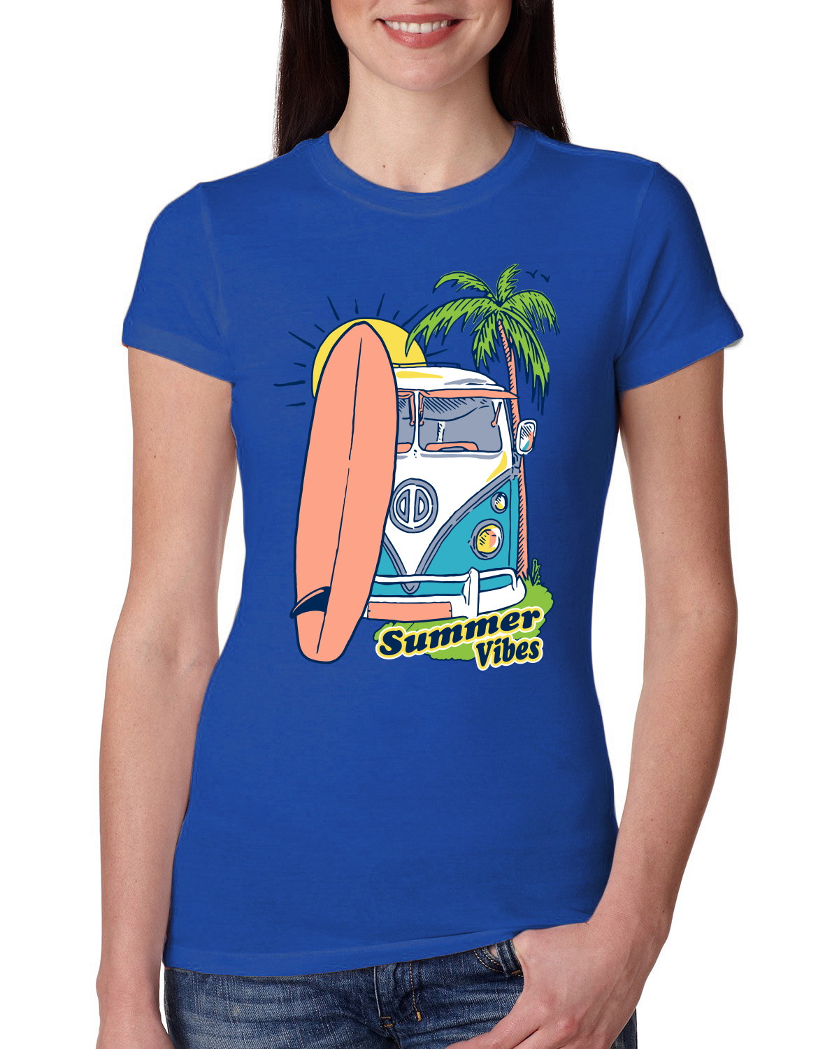 Beach Camp Surfing Summer Vibes Outdoor Women Slim Fit Junior Tee | eBay