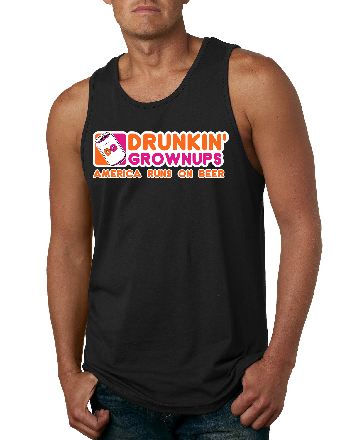 Drunkin Grownups America Runs On Beer Men Tank Top | eBay