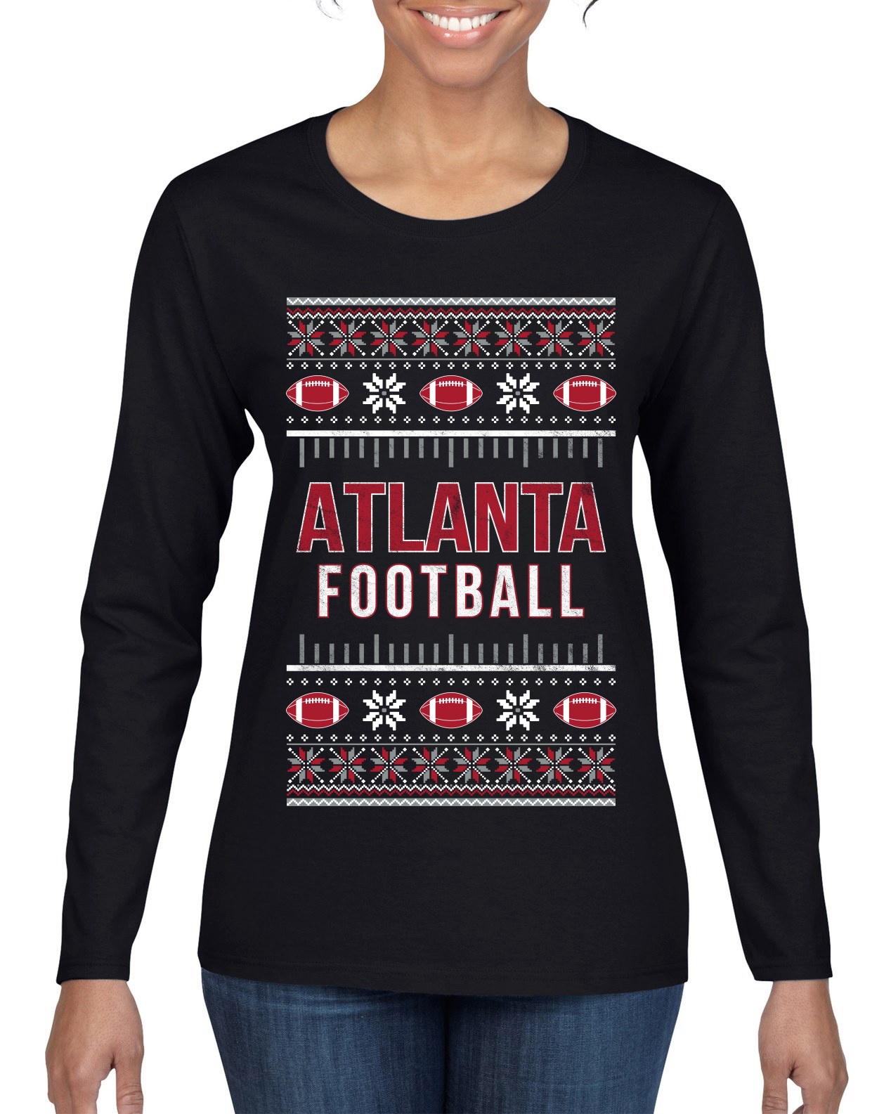 City of Atlanta ATL American Football Womens Graphic Long Sleeve T ...